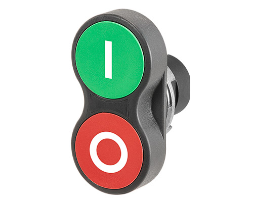 Elfin Twin Pushbutton, Red-Green w/ symbols | 020P2RVS