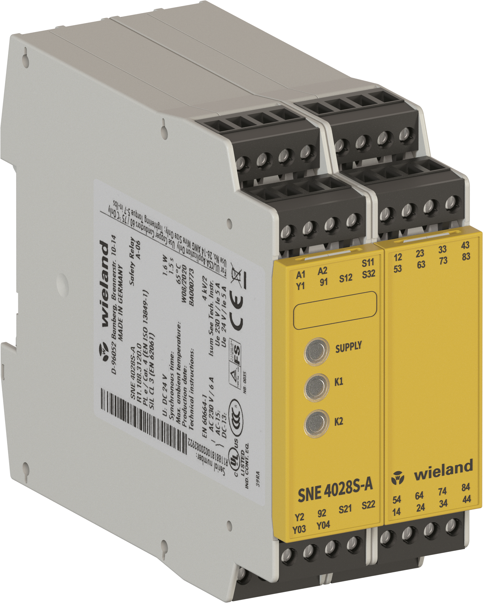 Wieland SNE 4028S-A | 8NO+2NC Relay Expansion, 24V DC